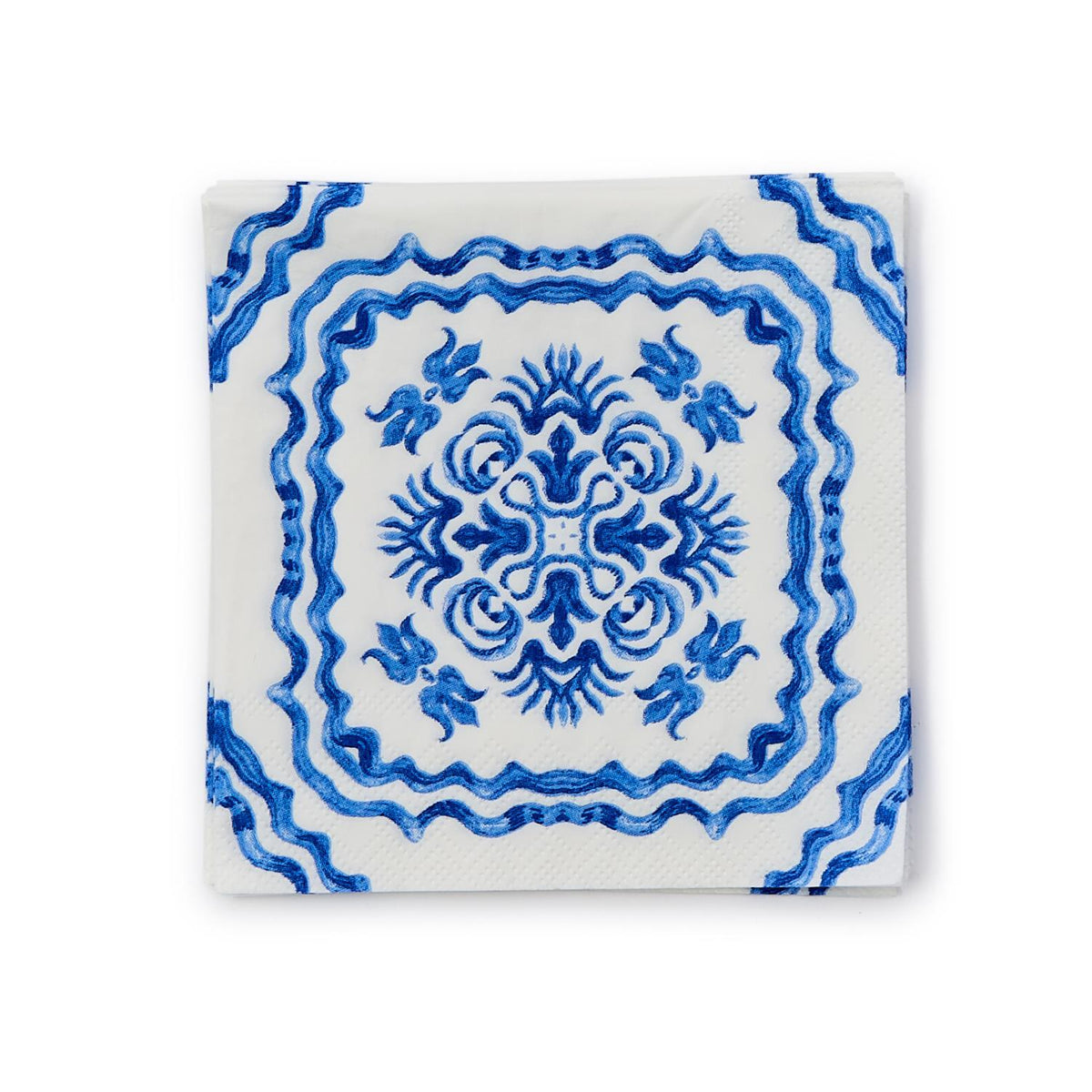 Blue Tile Block Print Paper Cocktail Napkins – Picture Perfect Kitchen Home