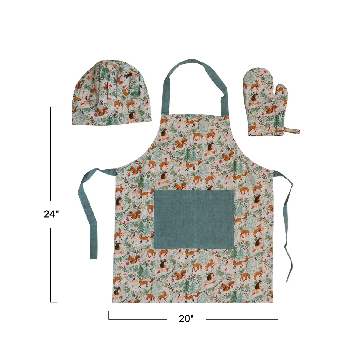 Cotton Child Apron w/ Pocket, Chef Hat & Hot Mitt, Set of 3 – Picture ...
